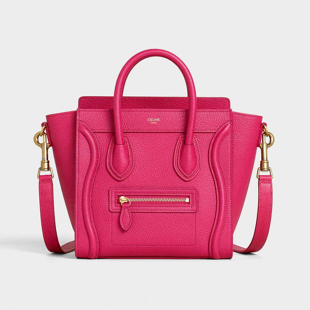 Celine Women Nano Luggage Bag in Drummed Calfskin-Rose