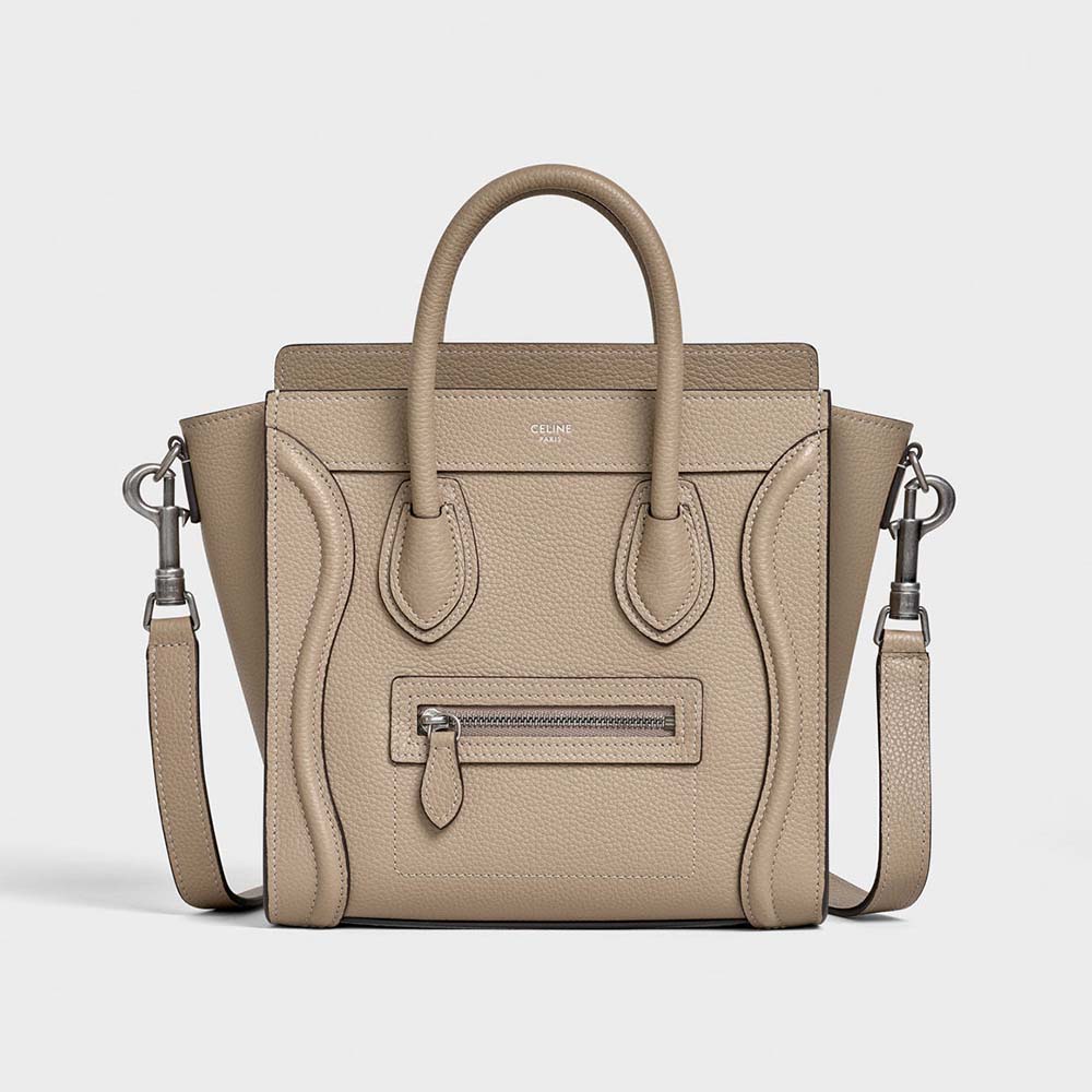 Celine Women Nano Luggage Bag in Drummed Calfskin-Sandy