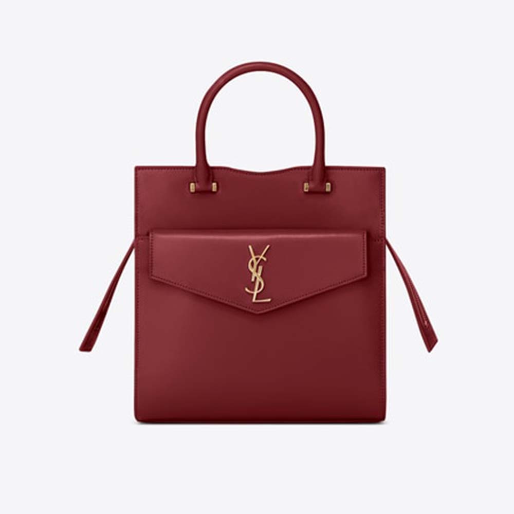 Saint Laurent YSL Women Uptown Medium Tote Shiny Smooth-White