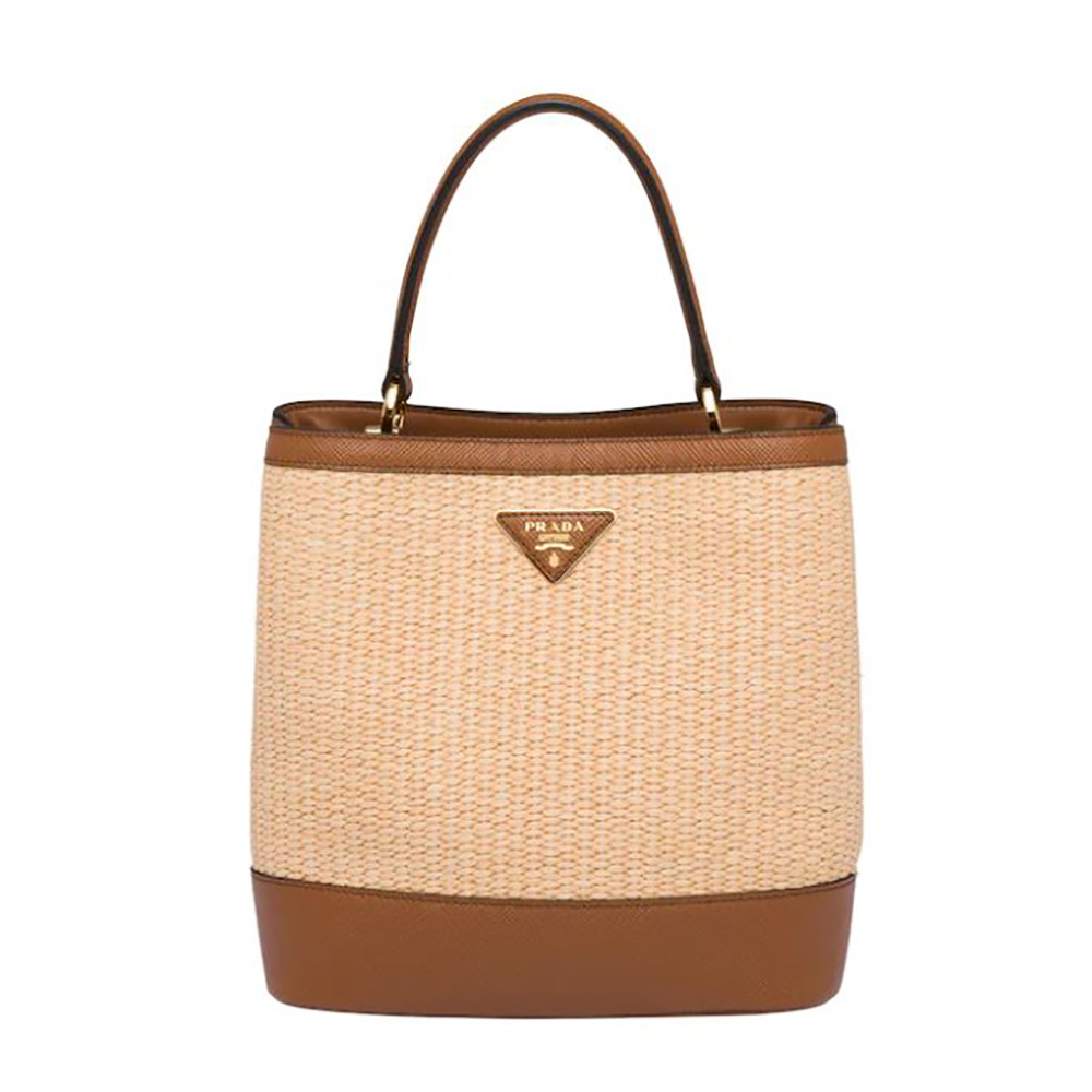 Prada Women Prada Panier Medium Straw Bag-Brown
