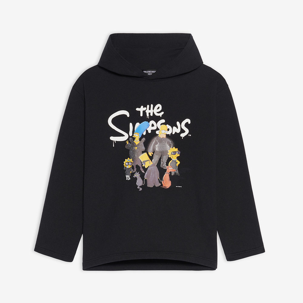 Balenciaga Men Simpsons Tm and 20th Television Cropped Hoodie in Black