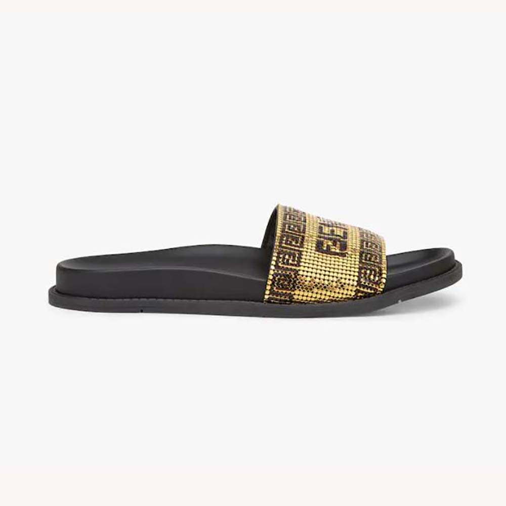 Fendi Unisex Signature Fendace Black Rubber Logo Sandals