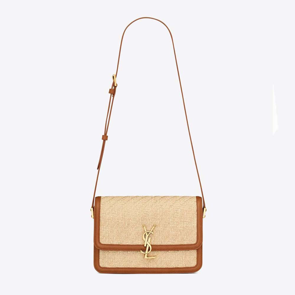 Saint Laurent YSL Women Solferino Medium Satchel in Raffia and ...